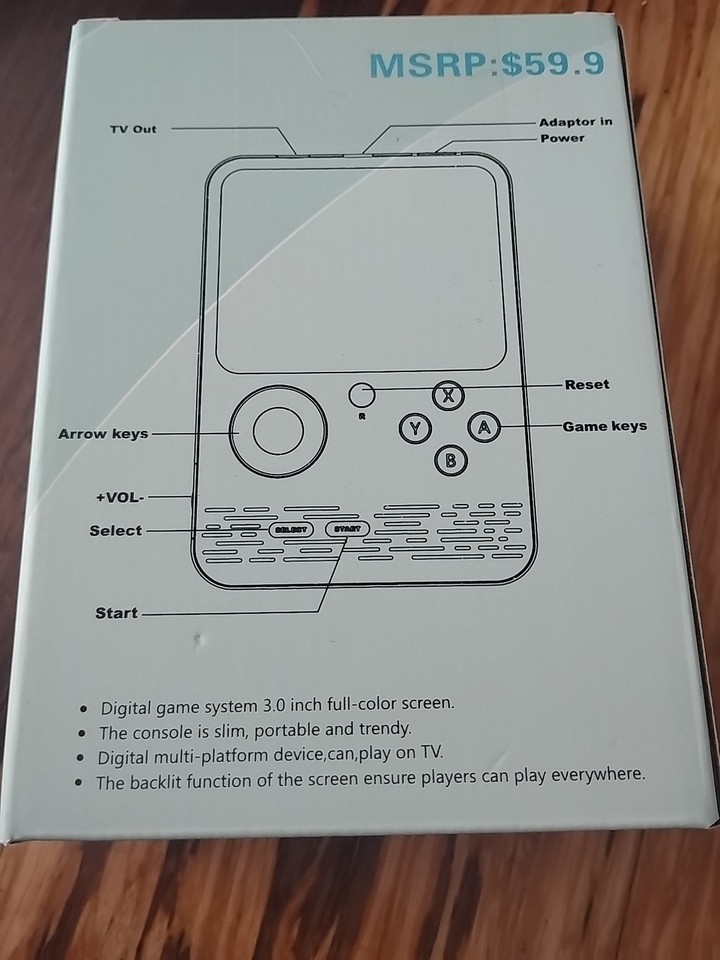 G5 Game Box/Game Player Digital Game System, 3” Full Color Screen 500 ...