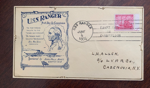 USS Ranger 1934 Naval Cover John Paul Jones First Day in Commission | eBay