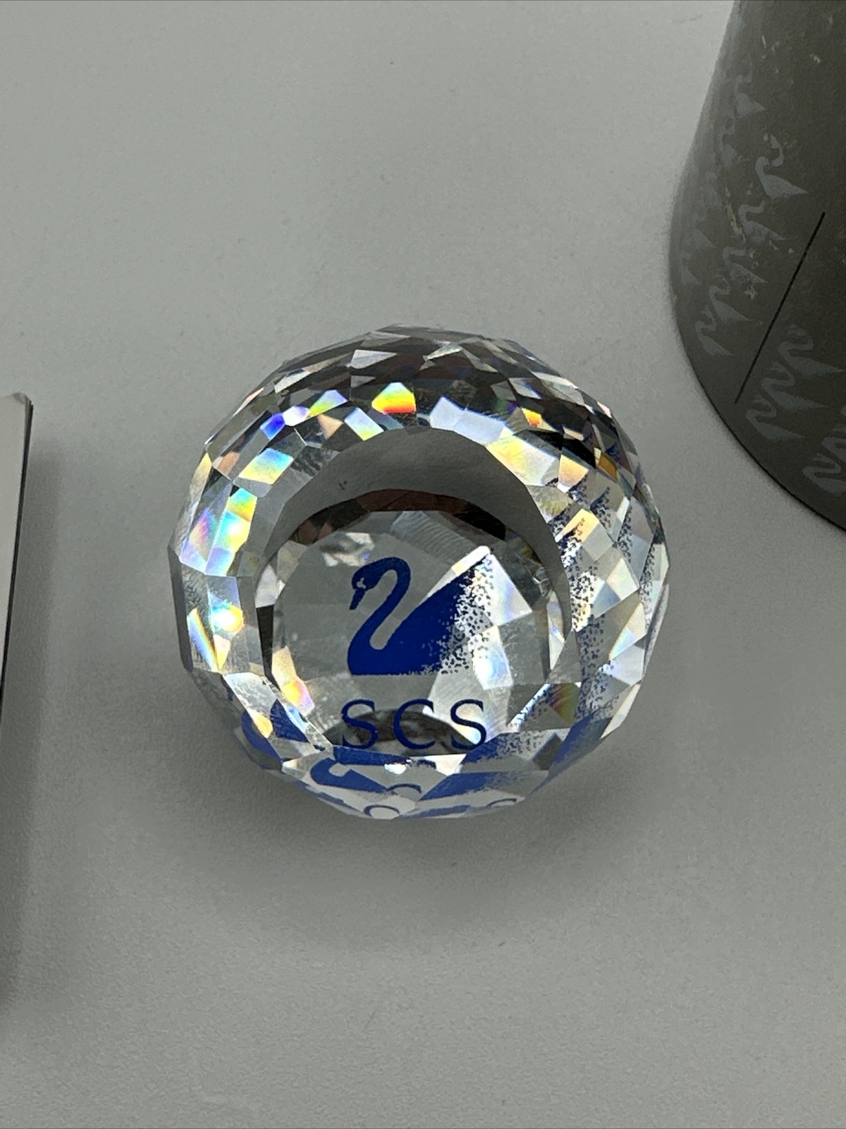 Vintage Swarovski Faceted Crystal Round Orb With Blue… - Gem