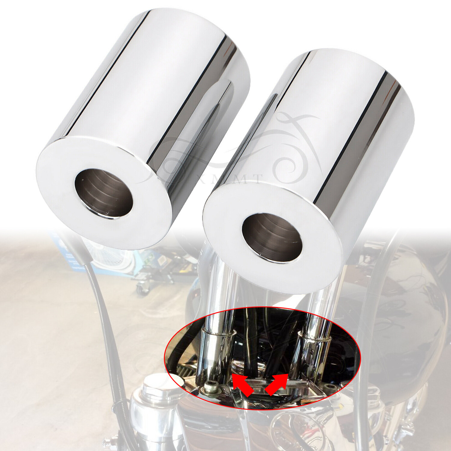 Chrome 1.75" Riser Extensions For Harley 1" Handlebars Softail Dyna XL ...