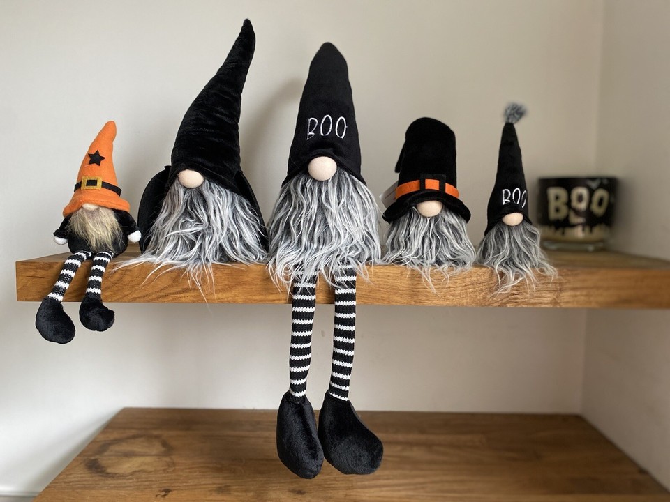 Halloween Gonk Decoration - Assorted Designs Pumpkin Bat Sitting Legs ...
