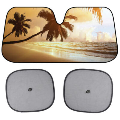 3pc Palm Beach Sunset Auto Sun Shade, Foldable Windshield Sunshade ...