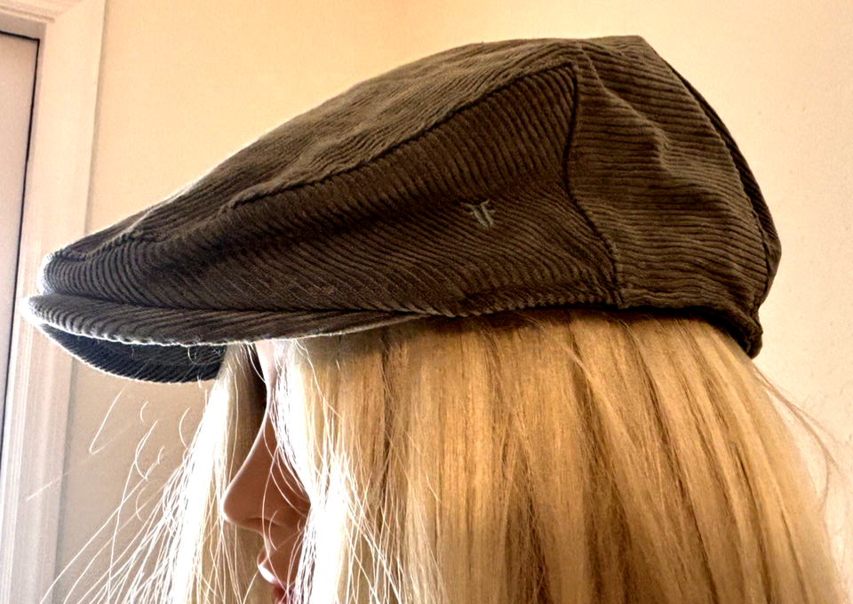 Frye Since 1863~Dusty Green Corduroy Newsboy Cabbie Cap Hat Unisex ...