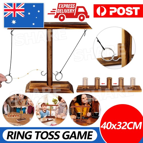 Wooden Hook and Ring Toss Game with Shot Ladder Table Toy Party Indoor ...