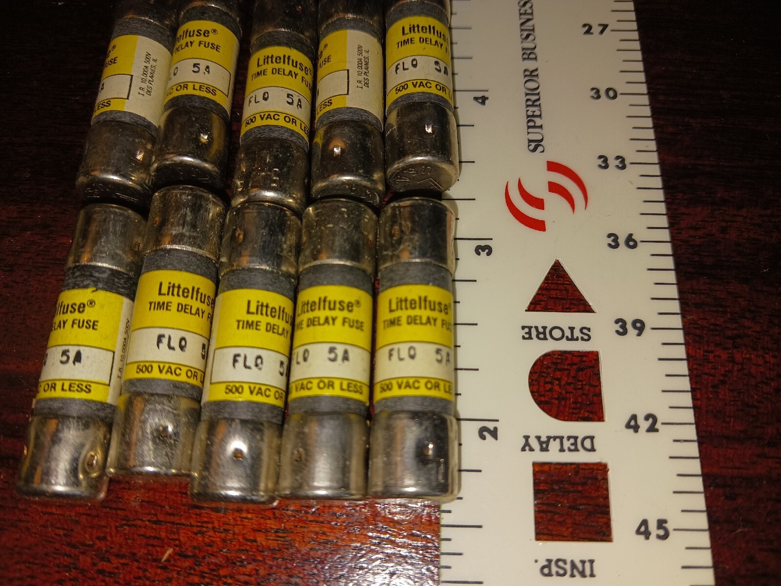 10x Littelfuse FLQ-5 5A Class CC Midget Time-Delay Fuse 500VAC Buss FNA ...