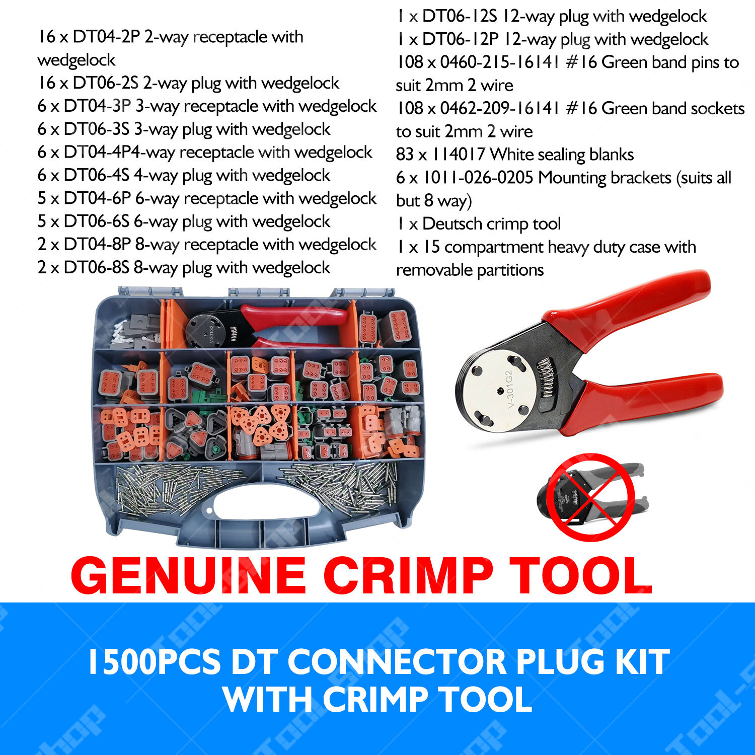 1500PC Deutsch DT Connector Plug Kit With Genuine Deutsch Crimp Tool ...