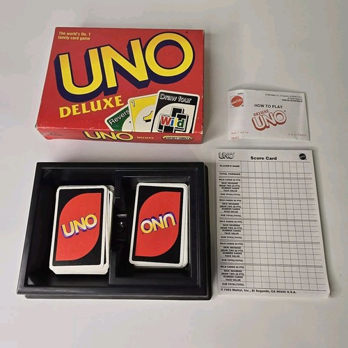 UNO Deluxe Card Deck Game Box Set Mattel 1993 Spear's Games | eBay ...