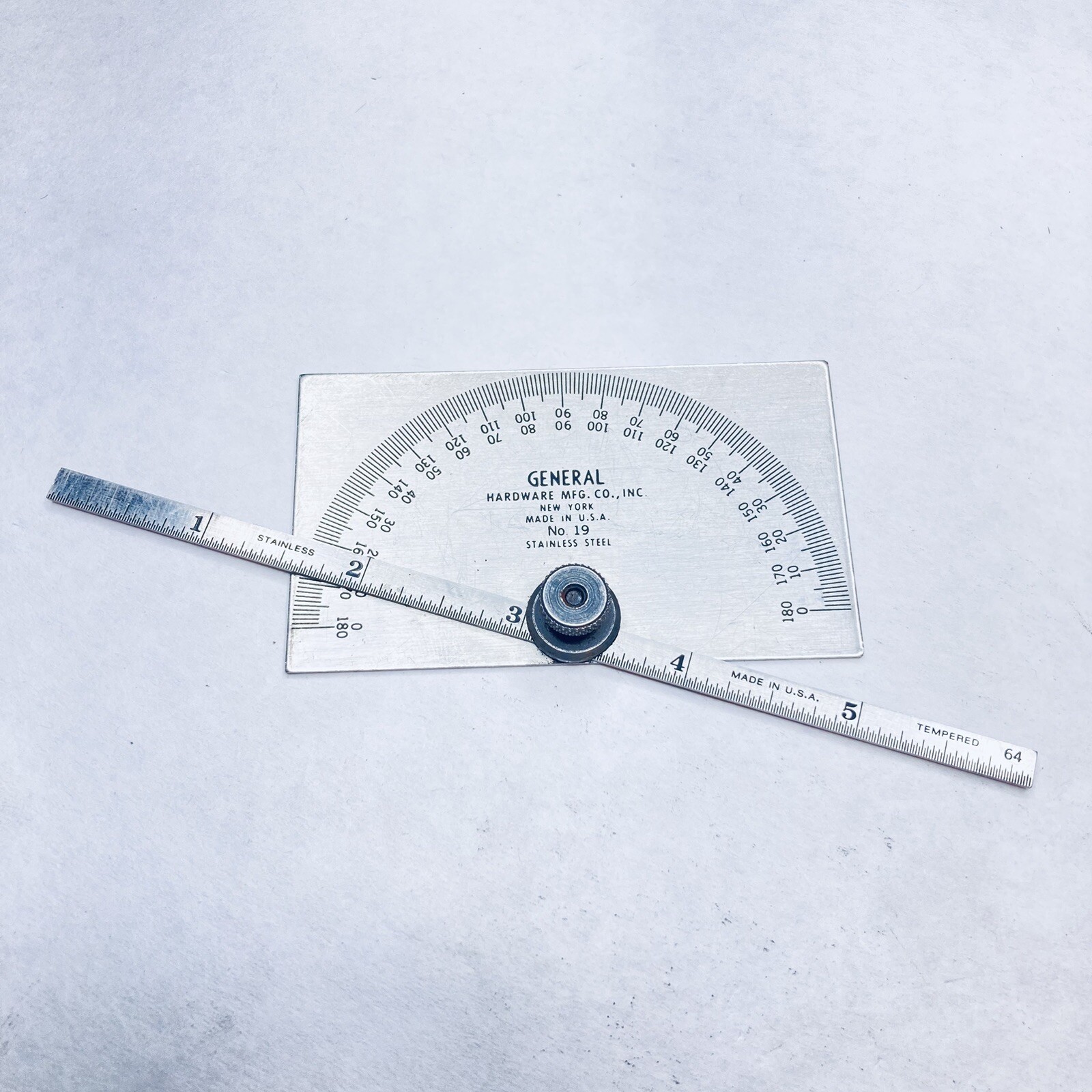 General Hardware No. 19 Depth Gage Protractor Angle Gage Stainless ...