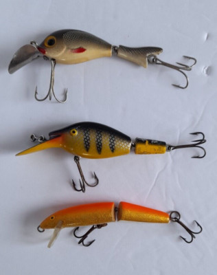 3 VINTAGE JOINTED FISHING LURES BROOKS, RAPALA, HUBBARD | eBay