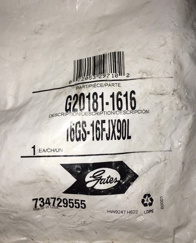 Gates G20181-1616 16GS-16FJX90L Hydraulic Hose Fitting GLOBAL SPIRAL ...