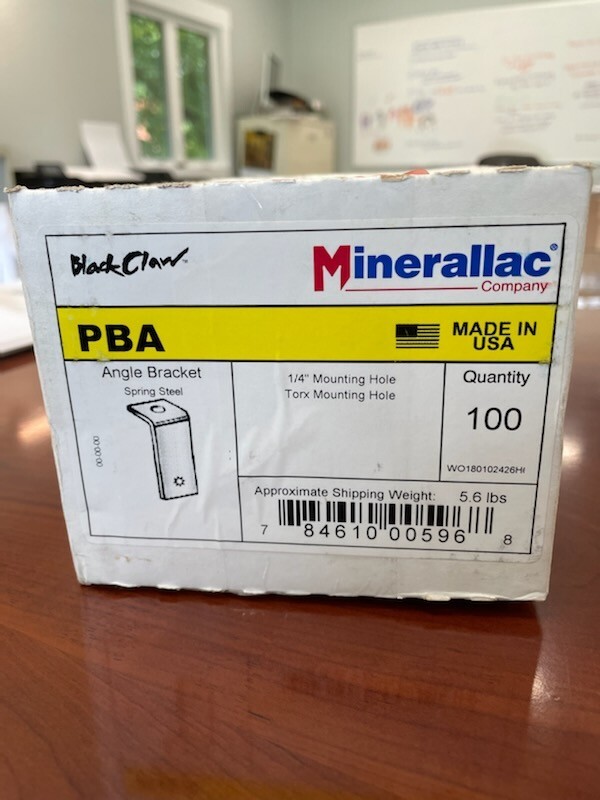 Minerallac PBA Steel Angle Bracket w/ 1/4 Mounting Hole QTY 100 per box ...