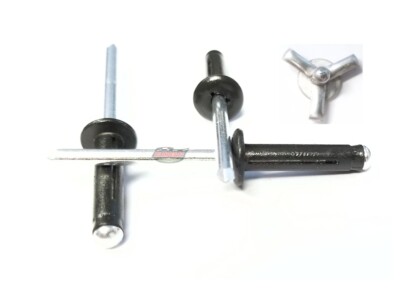 Flat Black 3/16" Small Head Tri-Fold Exploding Aluminum Mandrel Pop ...