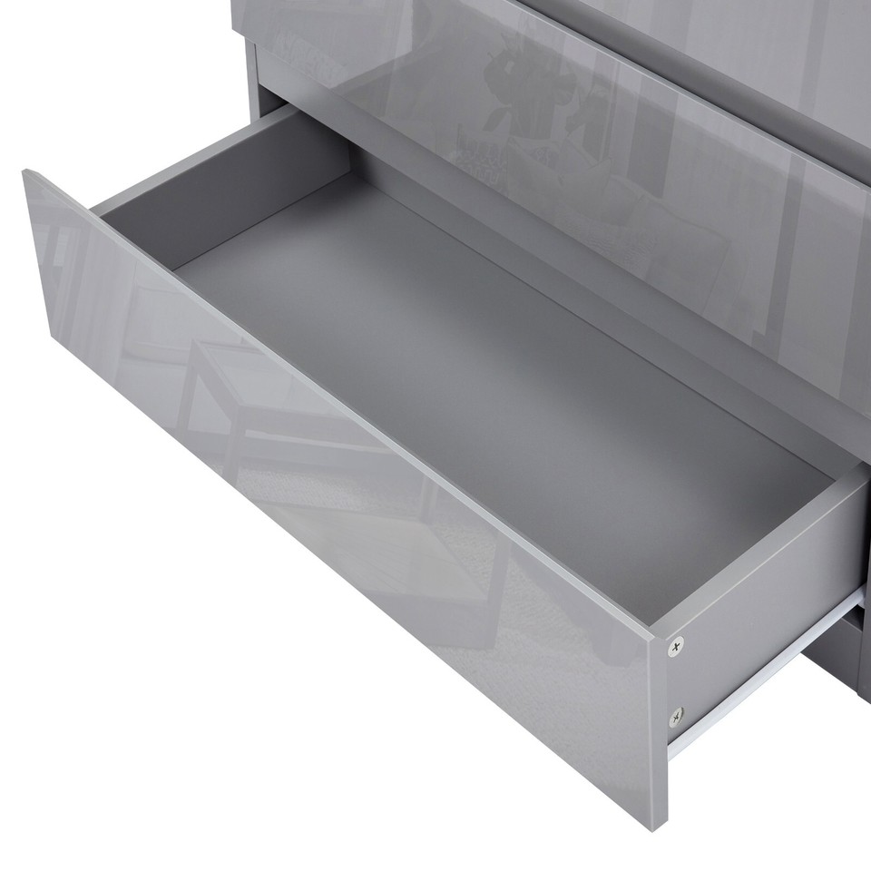 High Gloss Chest of Drawers Tall Wide Bedside Table Cabinet Bedroom ...