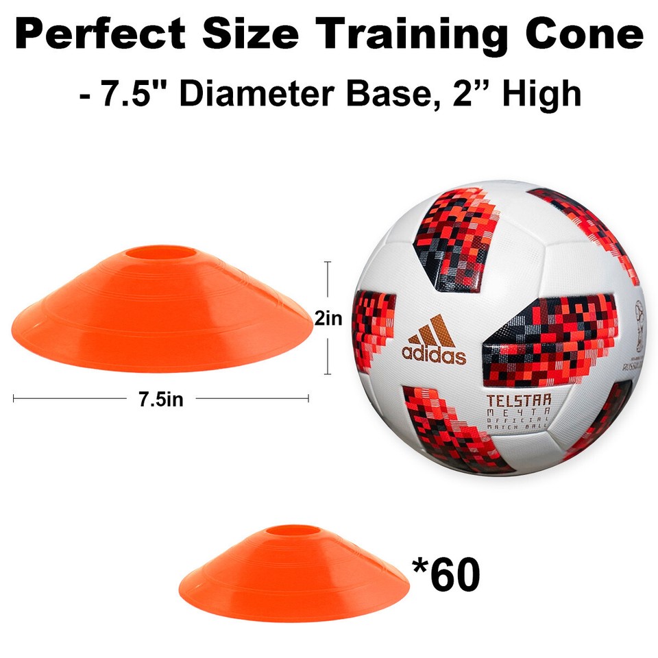 60Pcs Soccer Disc Cones Football Agility Training Field Marking Aid w ...