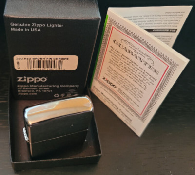 NEW SEALED IN BOX: GENUINE ZIPPO BRUSHED CHROME WINDPROOF LIGHTER 200 ...