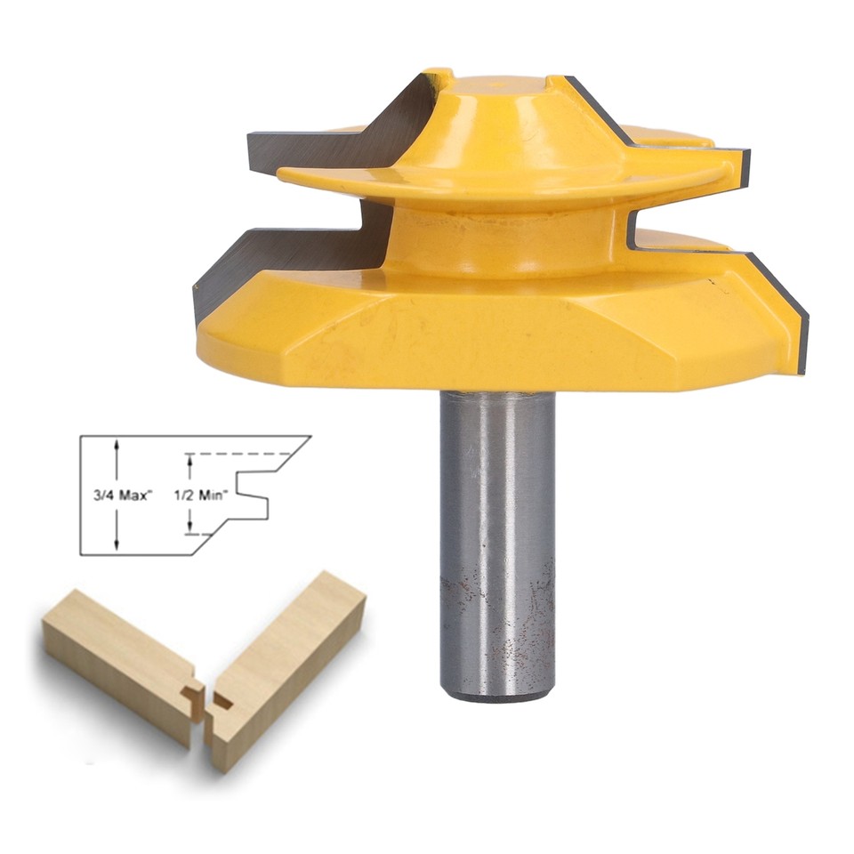 Lock Miter Router Bit 45°Wood Cutter Woodwork Drilling Power 1/2in ...