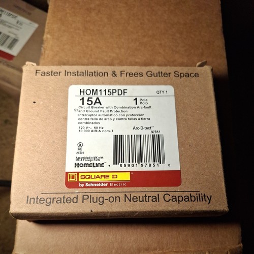 Square D HOM115PDF Circuit Breaker 15A 1 Pole AFCI GFCI HomeLine Arc-D ...