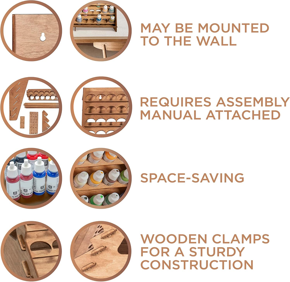 Wooden Paint Organizer - 72 Slot Paint Bottle Rack from Plywood for ...