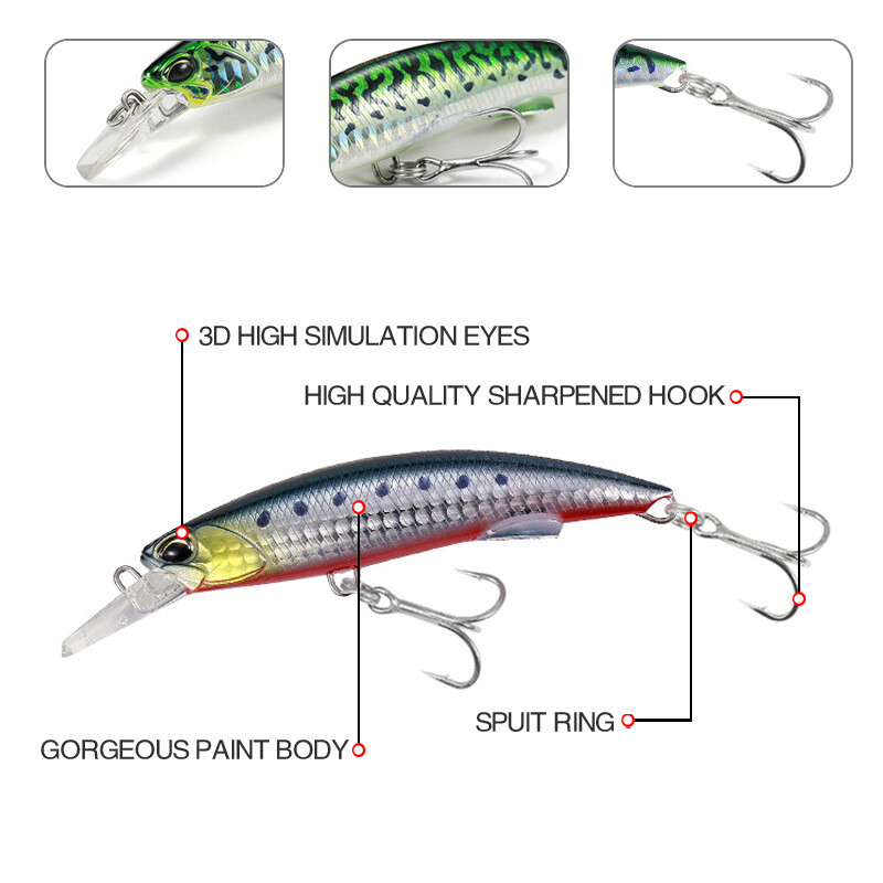 Minnow 90mm 40g fishing lures swimbait crankbait Sink bass deep diving ...