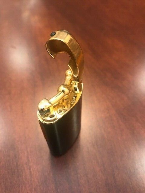 VINTAGE COLIBRI JAPAN LIGHTER FTR 37000 CURVED BROWN WITH GOLDEN TRIM ...