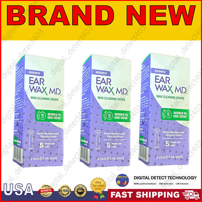 Eosera Ear Wax Md Wax Cleaning Drops 5 Vials 1.5 Ml Brand NEW 3 PACk | eBay