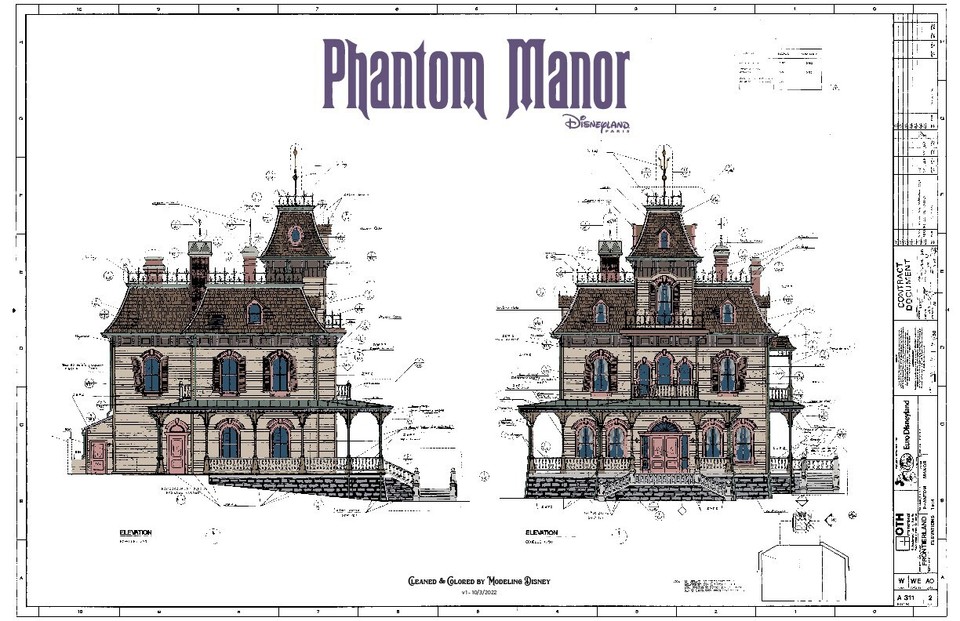 Disneyland Paris - Phantom Manor - Haunted Mansion Colored Blueprint | eBay