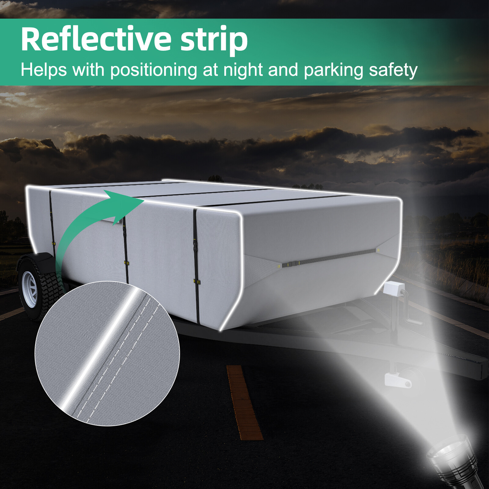 900D Waterproof Pop Up Camper Covers Tent Trailer Cover with Reflective ...