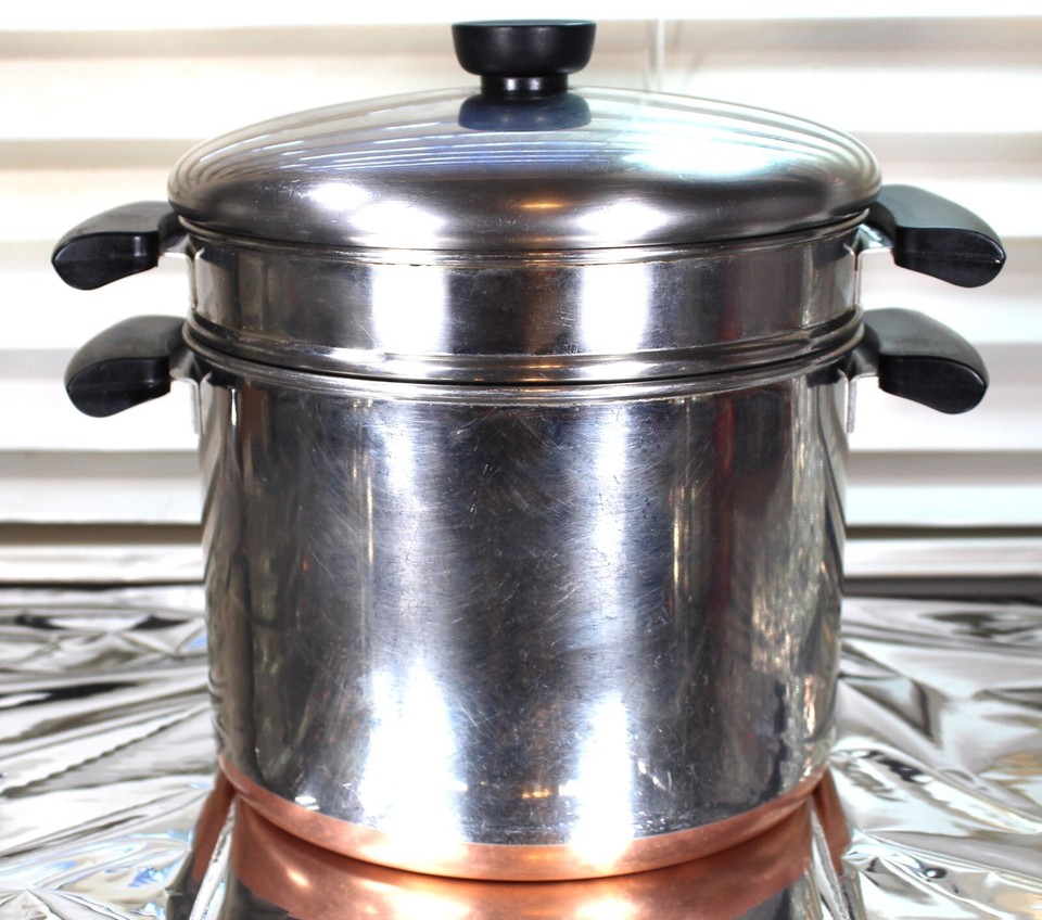 Revere Ware Double Boiler USA Pre-1968 Copper Bottom 5 Qt Stock Pot ...