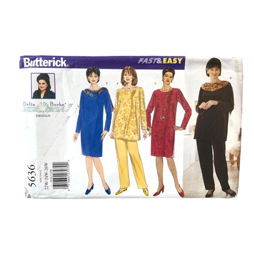 Butterick Sewing Pattern 5636 DELTA BURKE Dress Tunic Pants Womens Size ...