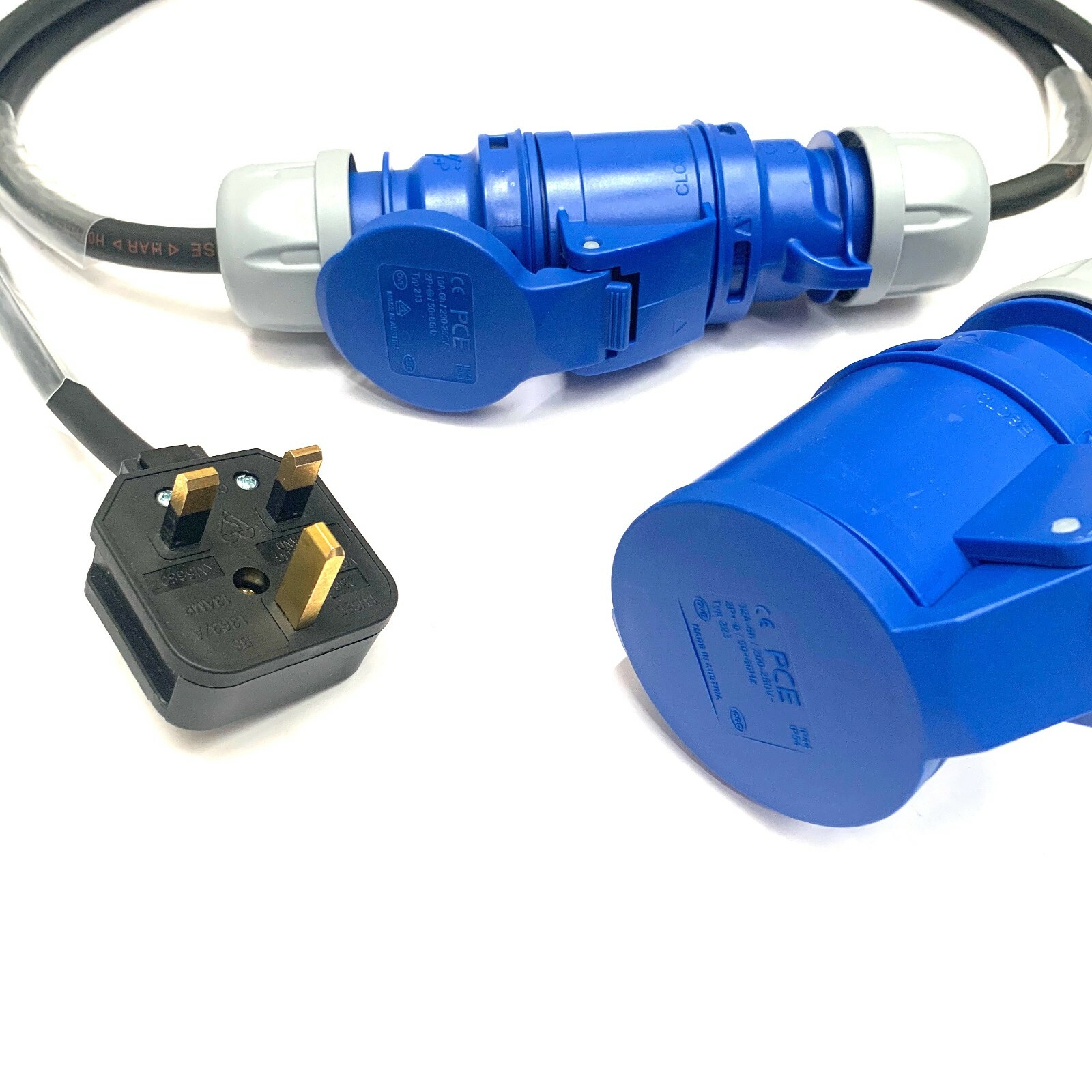 3-in-1 13Amp Plug to 32Amp Socket Adaptor 13A-32A 13A-16A 16A-32A ...