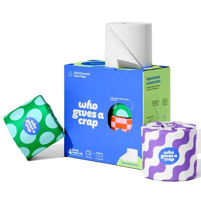 Who Gives A Crap Toilet Tissue - Double Length 4 Pack (Pack of 12 ...