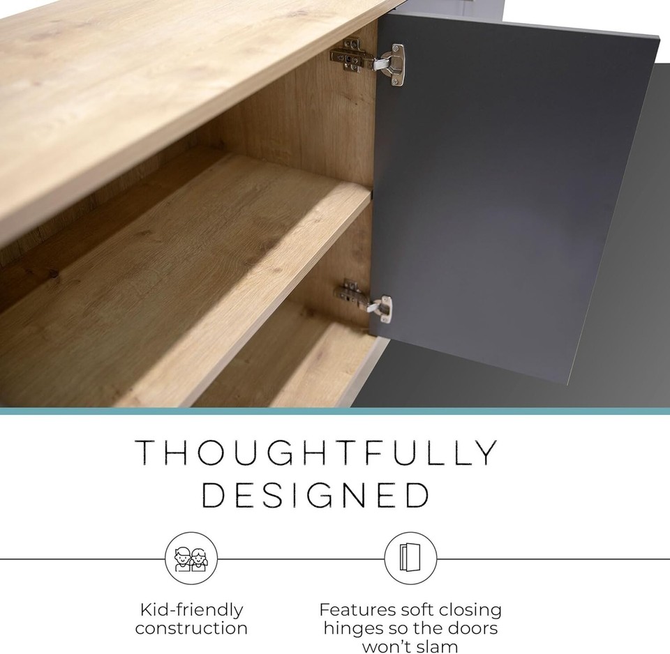 57 inch Sideboard Buffet Cabinet with Storage 4-Door Cabinet Soft Closing Hinge | eBay