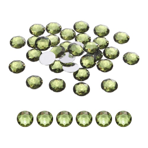 50Pcs Flat Back Round Acrylic Rhinestones 20mm Brown Green Crystal ...