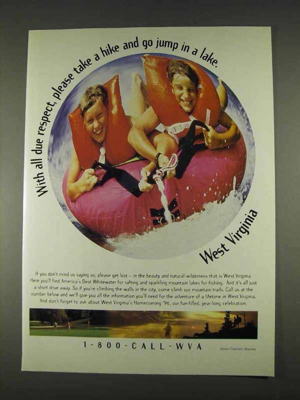1996 West Virginia Tourism Ad - Go Jump in a Lake | eBay