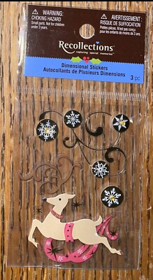 RECOLLECTIONS Reindeer & Snowflakes Winter CHRISTMAS Card 3D Scrapbook ...