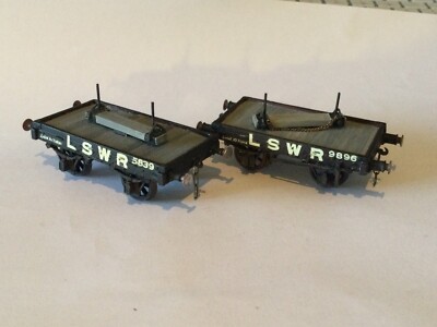 Em (00/4MM) Gauge metal Kit Built LSWR ‘5839’ ‘9896’ Bolster Wagon X2 ...