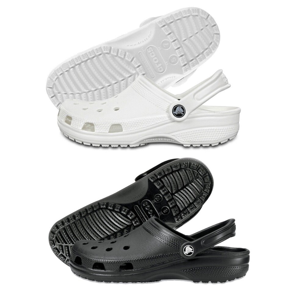 Black/White Cozy Crocs Classic Clog -Ultra-Light Slip-On Shoes, Unisex ...