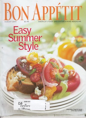 Bon Appetit Magazine - August 2003 - Easy Summer Style, Tomato Salad ...