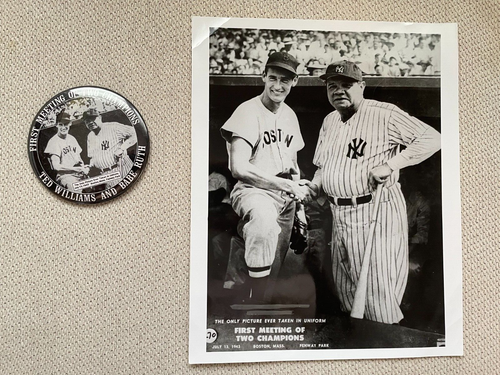 Ted Williams Babe Ruth Photo and Pinback Button First Meeting of Two ...