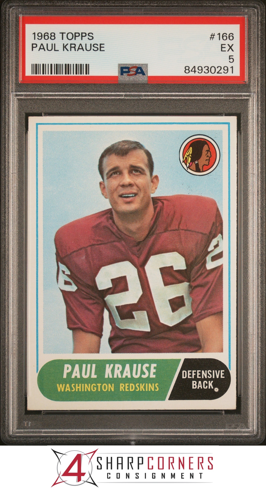 1968 TOPPS #166 PAUL KRAUSE REDSKINS HOF PSA 5 F3897963-291 | eBay