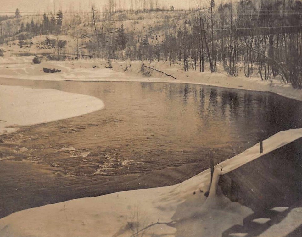 WI - 1900’s Pike River from Railroad Bridge Amberg, Wisconsin ...