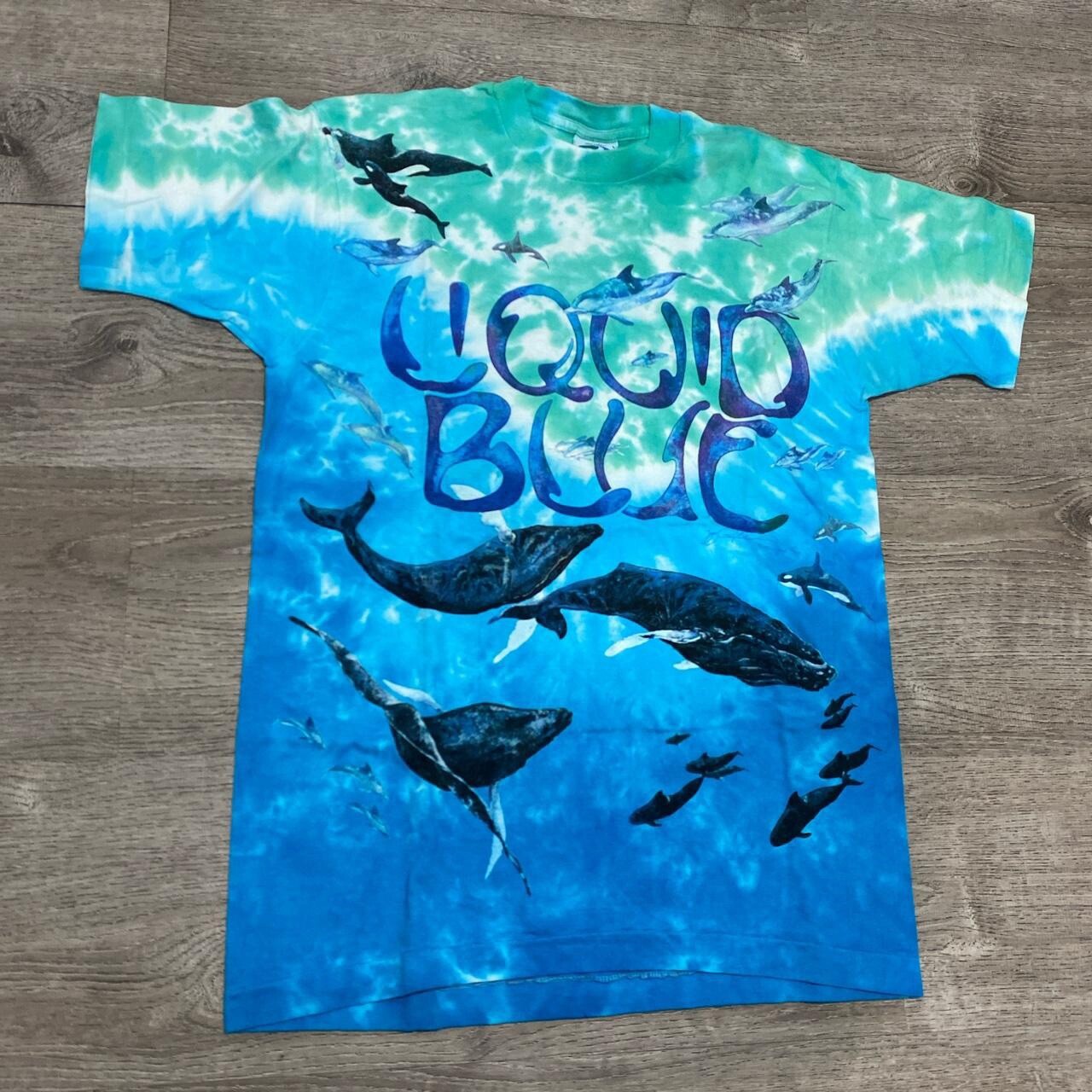 Ds 1992 Vintage Liquid Blue Ocean AOP Whales Orca Dol… - Gem