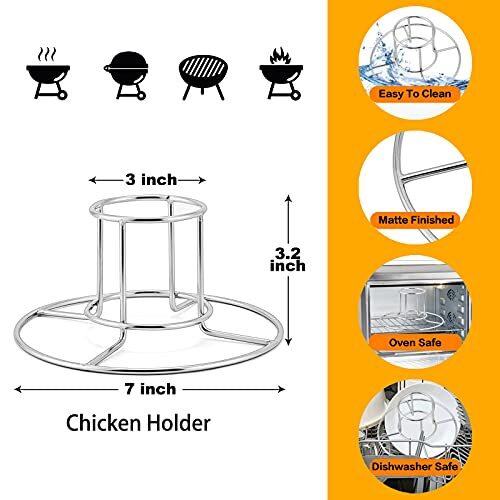 Beer Can Chicken Holder 1 Pack Stainless Steel Chicken Rack For Grill ...