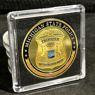 MICHIGAN STATE POLICE TROOPER MSP Challenge Coin INCLUDES 2X2 ST CASE ...