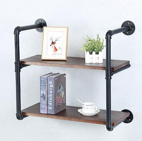 24" Kim Las Pipe And Wood 2 Tier Shelf | eBay