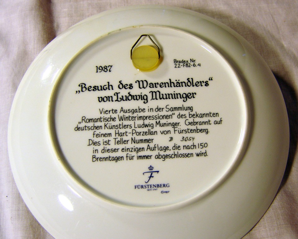 Vintage, Visit of the Peddler, Furstenberg German Collector's Art plate ...