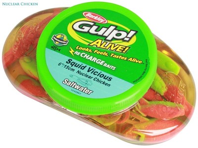 Berkley Gulp Alive Squid Vicious Soft Bait Tub 15cm Nuclear Chicken | eBay