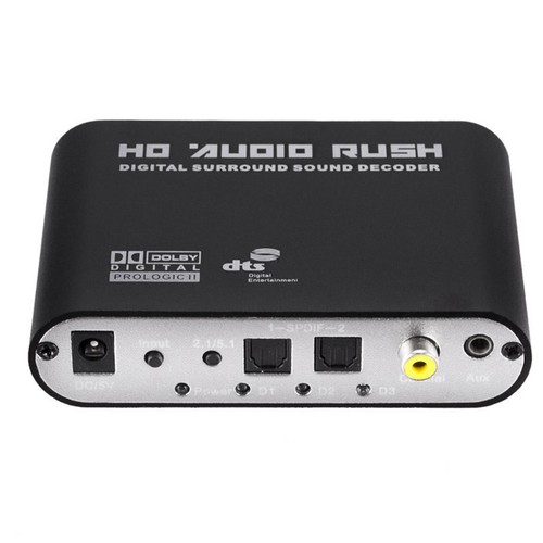 Digital to Analog 5.1 Audio Decoder Amplifier + Fiber Optic Cable SPDIF ...