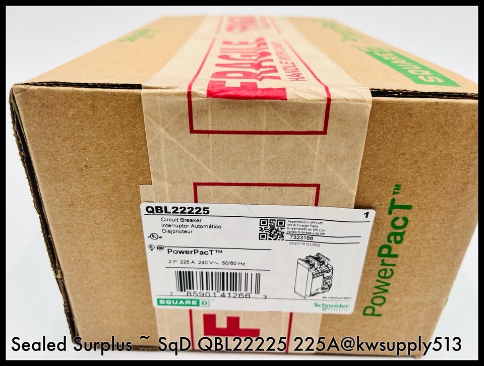 QBL22225 ~ Square D QBL2225 225A 240V 2P PowerPact Q MCCB ~ Sealed ...