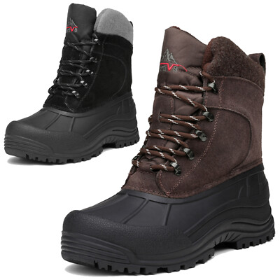 Mens Snow Boots Insulated Waterproof Rugged Winter Outdoor Work Boots ...